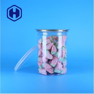 China Clear PET Food Storage Cans 490ml 83mm Diameter with PE Lids for Sweets Cookies Jellies for sale