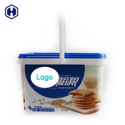 China 3000ml Single Handle Square Plastic IML Container with Lid - 195x195x125mm Food Grade PP Biscuit Tub for sale