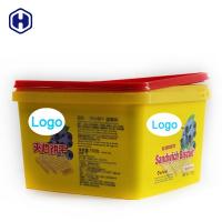 China 2800ml IML Plastic Biscuit Containers with Thermal Formed Yellow Cover - 190x190x120mm Food Grade PP for sale