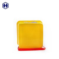 China 2800ml IML Plastic Biscuit Containers with Thermal Formed Yellow Cover - 190x190x120mm Food Grade PP for sale