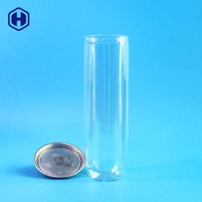 China BPA Free PET Plastic Soda Cans 330ml 10OZ Clear Cylinder Beverage Canister 64mm Diameter for sale