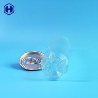 China BPA Free PET Plastic Soda Cans 330ml 10OZ Clear Cylinder Beverage Canister 64mm Diameter for sale