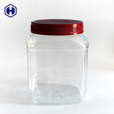 China Clear Square Wide Mouth Plastic Jars 66OZ 1930ml for Mixed Dried Cashew Nuts Packaging - Food Grade PET for sale