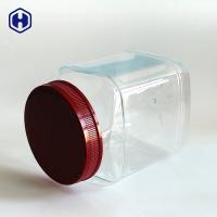 China Clear Square Wide Mouth Plastic Jars 66OZ 1930ml for Mixed Dried Cashew Nuts Packaging - Food Grade PET for sale