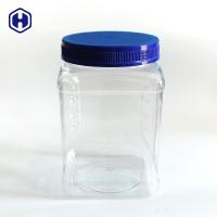 China 64OZ 1850ml Clear Square Plastic Grip Jar with 110mm Wide Mouth for Food Packaging for sale