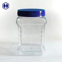 China 64OZ 1850ml Clear Square Plastic Grip Jar with 110mm Wide Mouth for Food Packaging for sale