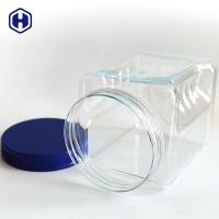 China 64OZ 1850ml Clear Square Plastic Grip Jar with 110mm Wide Mouth for Food Packaging for sale
