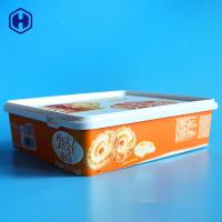 China 400g Butter Cookie IML Plastic Food Storage Container 253x213x69mm PP Material with In-Mold Labeling for sale