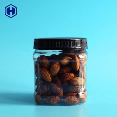 China Clear Square Wide Mouth Plastic Jars 19OZ 580ml - Food Grade PET Containers for Dried Nuts Packaging for sale