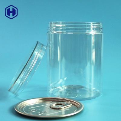 China 16OZ 500ML Clear Plastic Cans with Screw Lid and Aluminium EOE Top - Food Grade PET Containers for sale