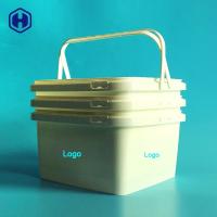 China White IML Plastic Tubs 3200ml Capacity with Custom Logo Printing and Double Handles for Food Packaging for sale