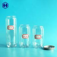 China Clear PET Plastic Beverage Cans 310ml 350ml 500ml with Aluminum Sealing Lids for Carbonated Drinks for sale
