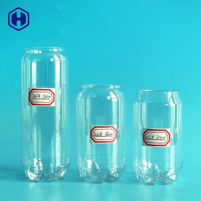 China Clear PET Plastic Beverage Cans 310ml 350ml 500ml with Aluminum Sealing Lids for Carbonated Drinks for sale