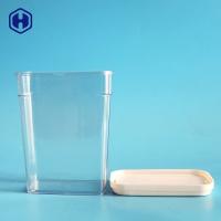 China Trapezoidal Food Grade Plastic Containers 390ml 13oz Clear PET Box with Square Cover for Candy Packaging for sale