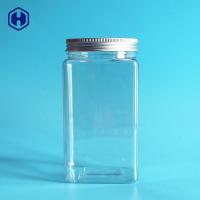 China 591ML Square Wide Mouth Plastic Food Jars with Aluminium Screw Cap - 20OZ Capacity, 74x74x139mm Dimensions for sale