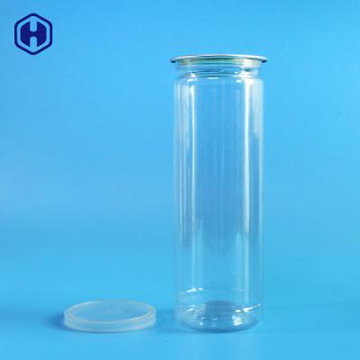 China 355ml Clear Plastic Cans with EOE Lids - Food Grade PET Containers for Snacks and Nuts Packaging for sale