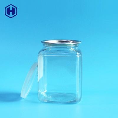 China Square Plastic Cans 300ml 10OZ Clear PET Jar Airtight Leak Proof with EOE Lid for sale