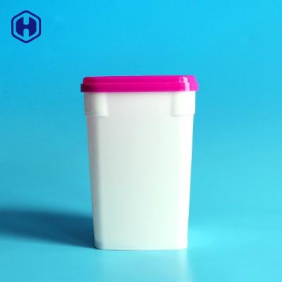 China White 690ml Food Grade PP Plastic Cookie Container with Square Cap - 94x94x133mm Dimensions for sale