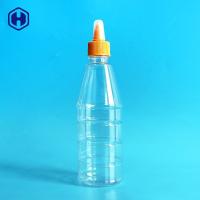 China 450ml Clear PET Plastic Ketchup Bottle with Screw Squeeze Lid - Food Grade Recyclable Container 195mm Height for sale