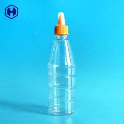 China 450ml Clear PET Plastic Ketchup Bottle with Screw Squeeze Lid - Food Grade Recyclable Container 195mm Height for sale