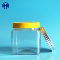 China 650ml Square Wide Mouth Plastic Jars with Aluminium Screw Lid - 93.5mm Stackable Airtight Food Grade Containers for sale