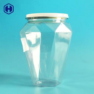 China Diamond Shape Clear PET Plastic Cans 1350ml Capacity Airtight Flowerpot Containers with Customizable Options for sale