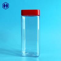 China Square PET Plastic Food Storage Jars 555ml Capacity with Wide Mouth Screw Cap for Dry Nuts and Snacks for sale