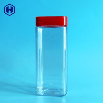 China Square PET Plastic Food Storage Jars 555ml Capacity with Wide Mouth Screw Cap for Dry Nuts and Snacks for sale