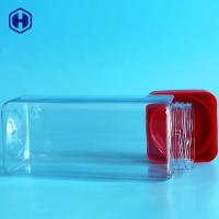 China Square PET Plastic Food Storage Jars 555ml Capacity with Wide Mouth Screw Cap for Dry Nuts and Snacks for sale