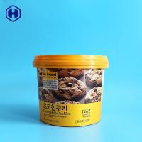 China Round IML Butter Cookie Bucket 3L PP Plastic Container with Single Handle Recyclable for sale