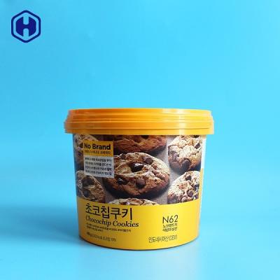China Round IML Butter Cookie Bucket 3L PP Plastic Container with Single Handle Recyclable for sale