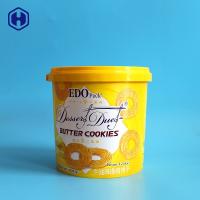 China Custom Yellow IML Plastic Bucket 2500ml for Cream Biscuit Packaging with Food Grade PP Material for sale