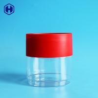 China Custom Clear PET Jar 396ml 13oz Stackable Oval Plastic Cans with Red Lid for sale
