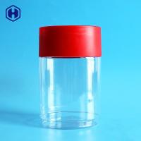 China Clear PET Plastic Cans 716ml 24oz Oval Food Grade Jar with Red Lid for sale