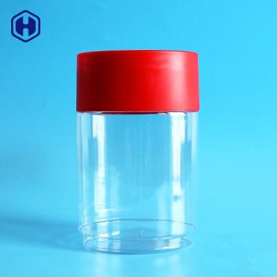 China Clear PET Plastic Cans 716ml 24oz Oval Food Grade Jar with Red Lid for sale