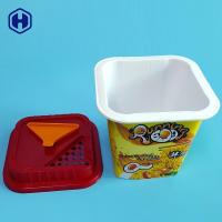 China 92mm PP Japanese Ramen Noodle IML Cup 650ml 117x117x121mm Square Food Container with Holes for sale