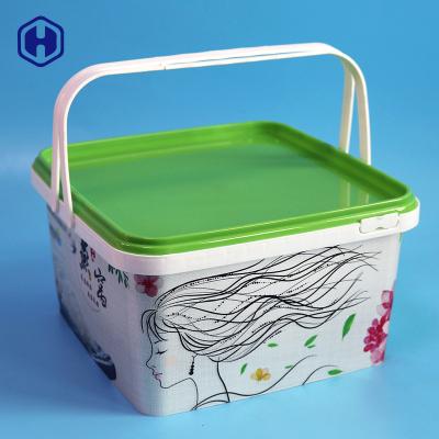 China 93OZ IML Plastic Container with Handle - 8.07×8.07×4.5 Inch Food Grade PP Box for Biscuits & Snacks for sale