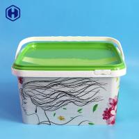 China 93OZ IML Plastic Container with Handle - 8.07×8.07×4.5 Inch Food Grade PP Box for Biscuits & Snacks for sale