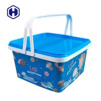 China Custom Square 195mm 113oz Food Grade PP IML Cookie Biscuit Container with Lid for sale
