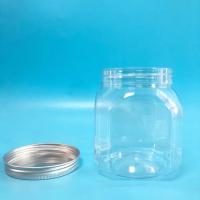 China Clear Rectangular 820ml PET Plastic Cookie Jar for Chocolate Snacks Airtight Food Grade for sale