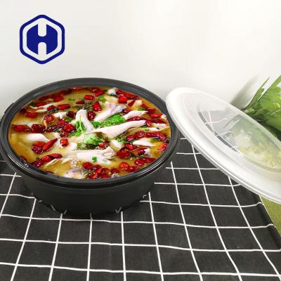 China 1100ml Disposable Plastic Salad Bowl with Lid Custom IML Printing 37.5oz for sale