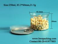 China 250ml 8.5oz Cashews Blueberry Clear Plastic Cans Leak Proof for sale
