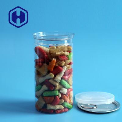 China 500ml Clear PET Plastic Can with Aluminum EOE Lid for Dried Vegetable Food Storage for sale