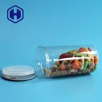 China 500ml Clear PET Plastic Can with Aluminum EOE Lid for Dried Vegetable Food Storage for sale