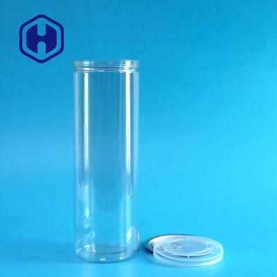China Transparent PET Plastic Can 580ml with Easy Open Lid Ring Pull Empty Disposable Food Grade Cookie Packaging for sale