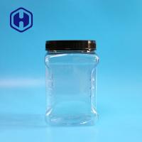 China 64oz Square Wide Mouth Plastic Grip Container - Food Grade PET Material 110mm Diameter × 179mm Height BPA-Free Jars for sale