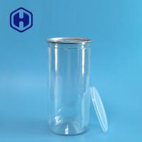China 1450ml 49oz Clear Plastic Cans With Aluminum Easy Open Lid And Plastic Cap for sale