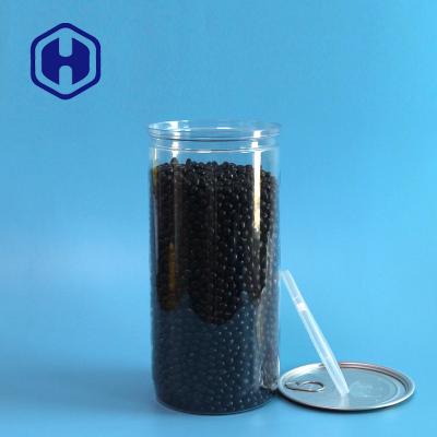 China 1450ml 49oz Clear Plastic Cans With Aluminum Easy Open Lid And Plastic Cap for sale