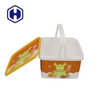 China 3200ml Square IML Plastic Food Storage Box with Double Handles for Biscuits Chocolate for sale