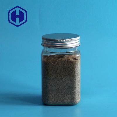 China 375ml Square PET Plastic Food Jar Wide Mouth 111mm Height with Aluminum Cap for sale